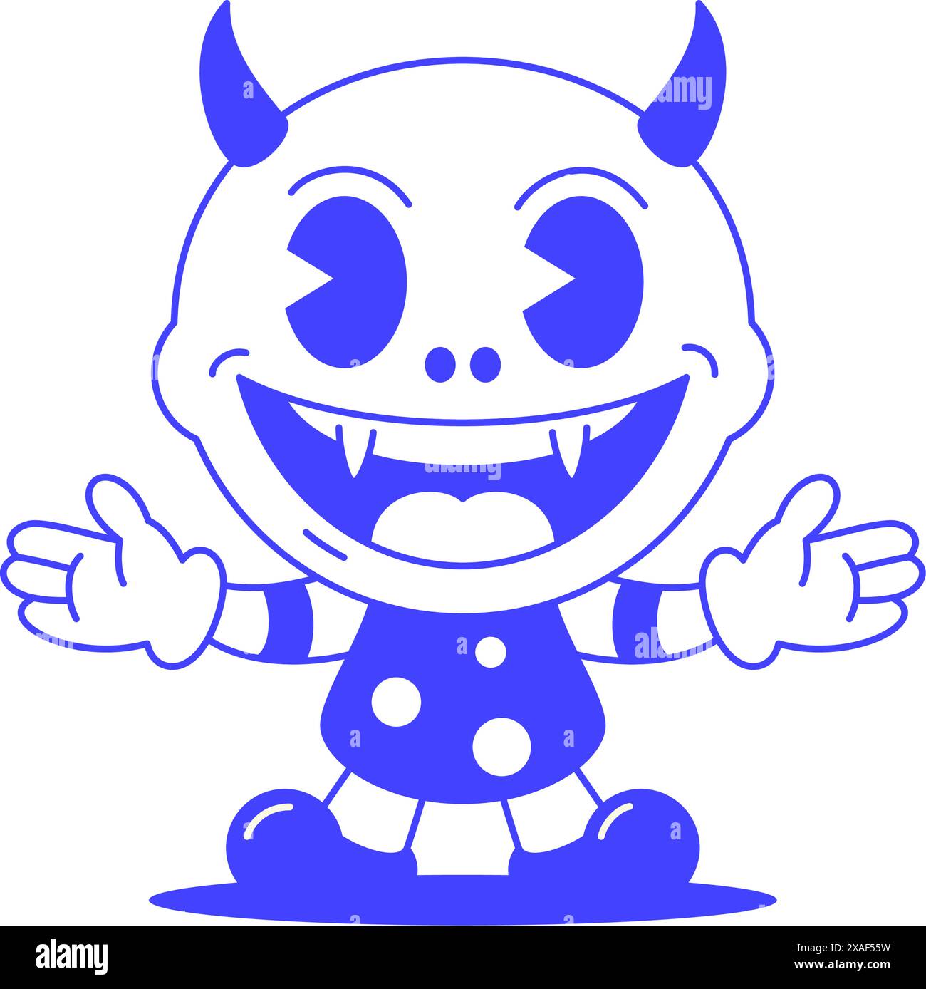 Baby devil funny horned monster comic cartoon character retro 30s ...