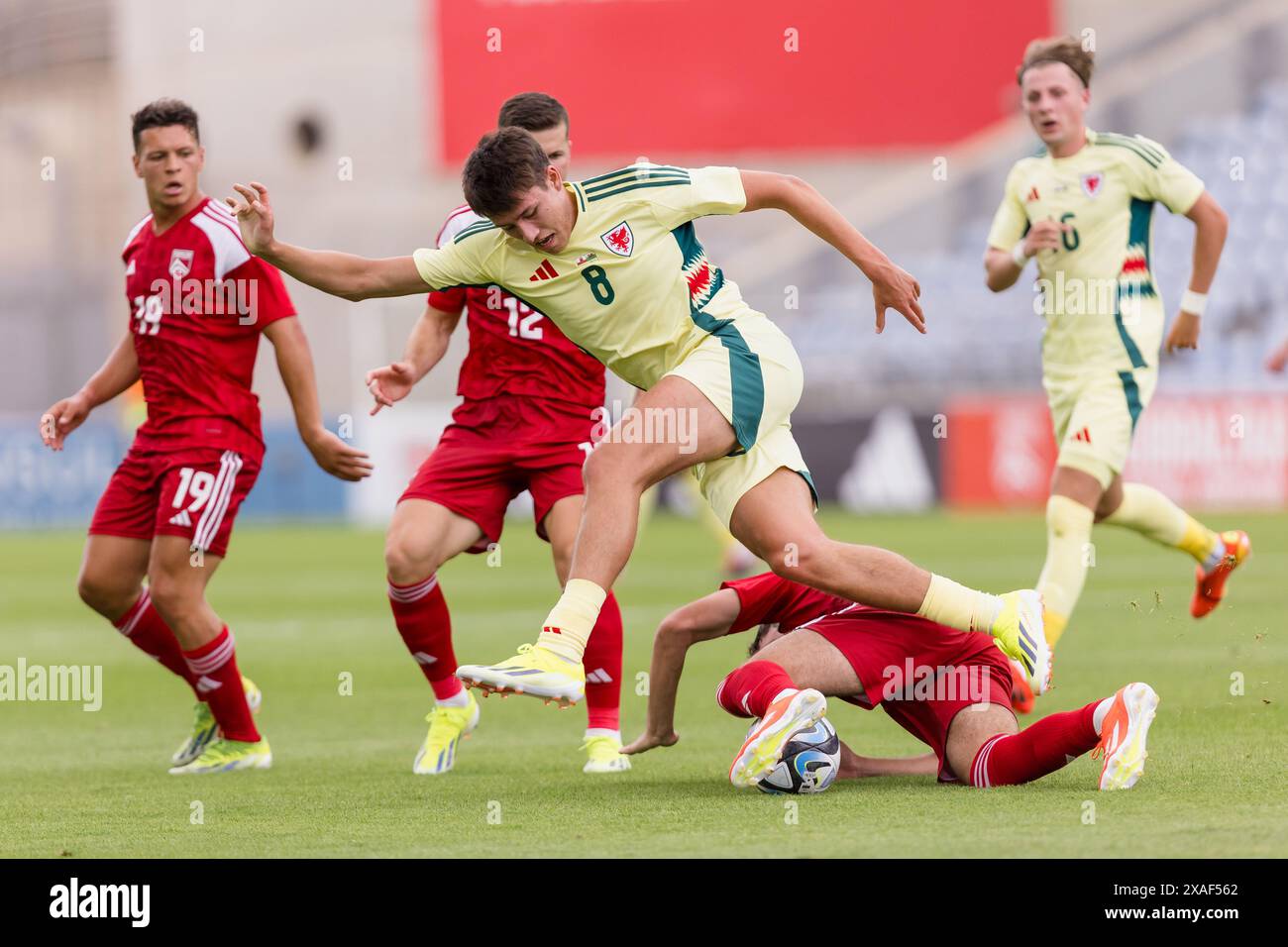 ALGARVE, PORTUGAL - 06 JUNE 2024: Wales' Rubin Colwill and Gibraltar's ...