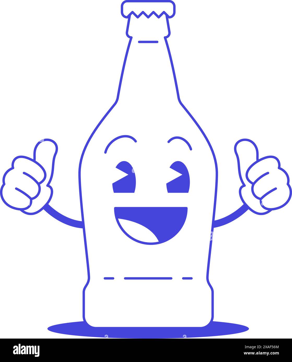 Funny glass bottle refreshing beverage smiling character retro 30s ...