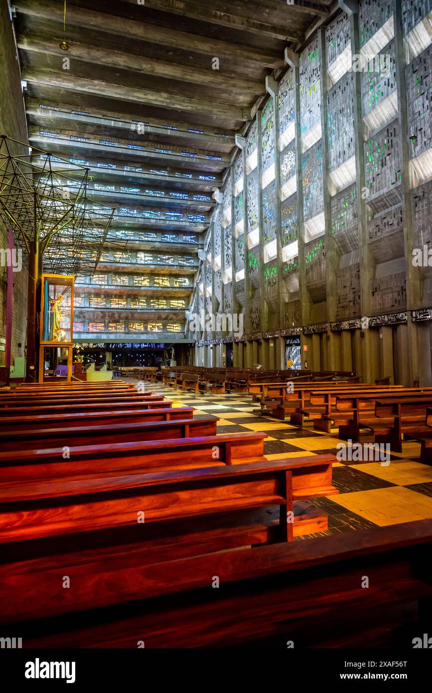 Colourful interior of El Rosario Church, a modernist Catholic church ...