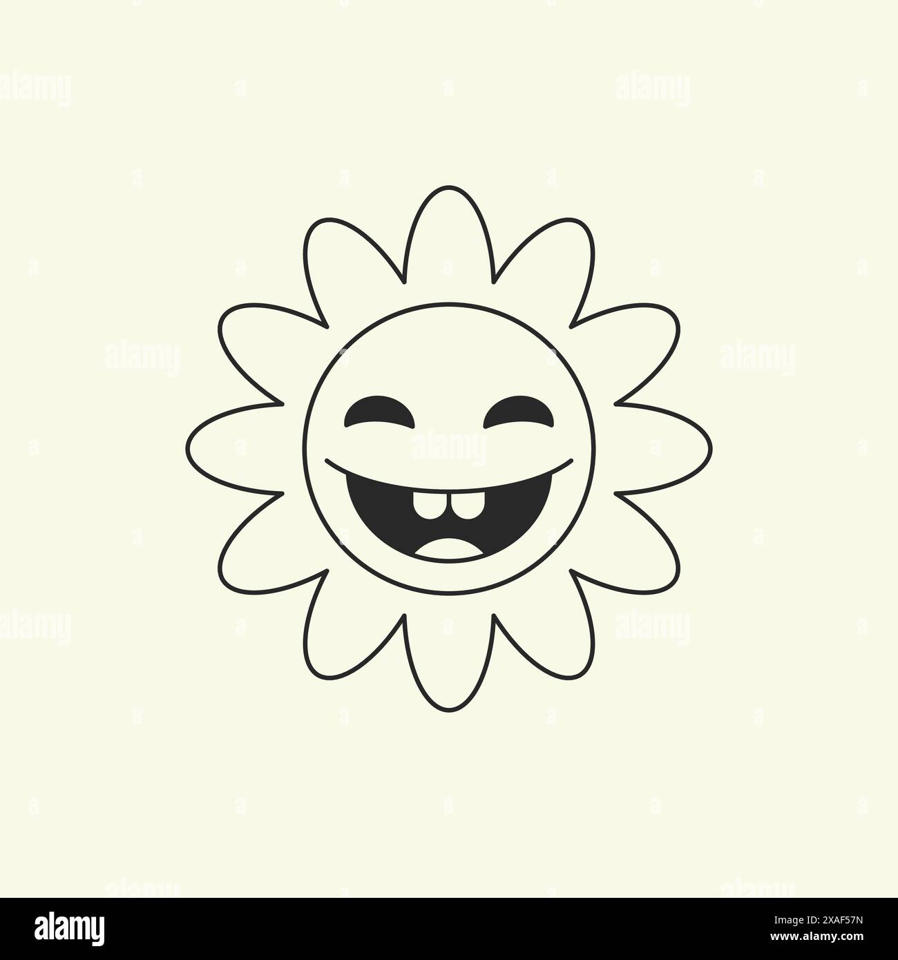 Laughing flower positive comic cartoon character head retro 30s ...