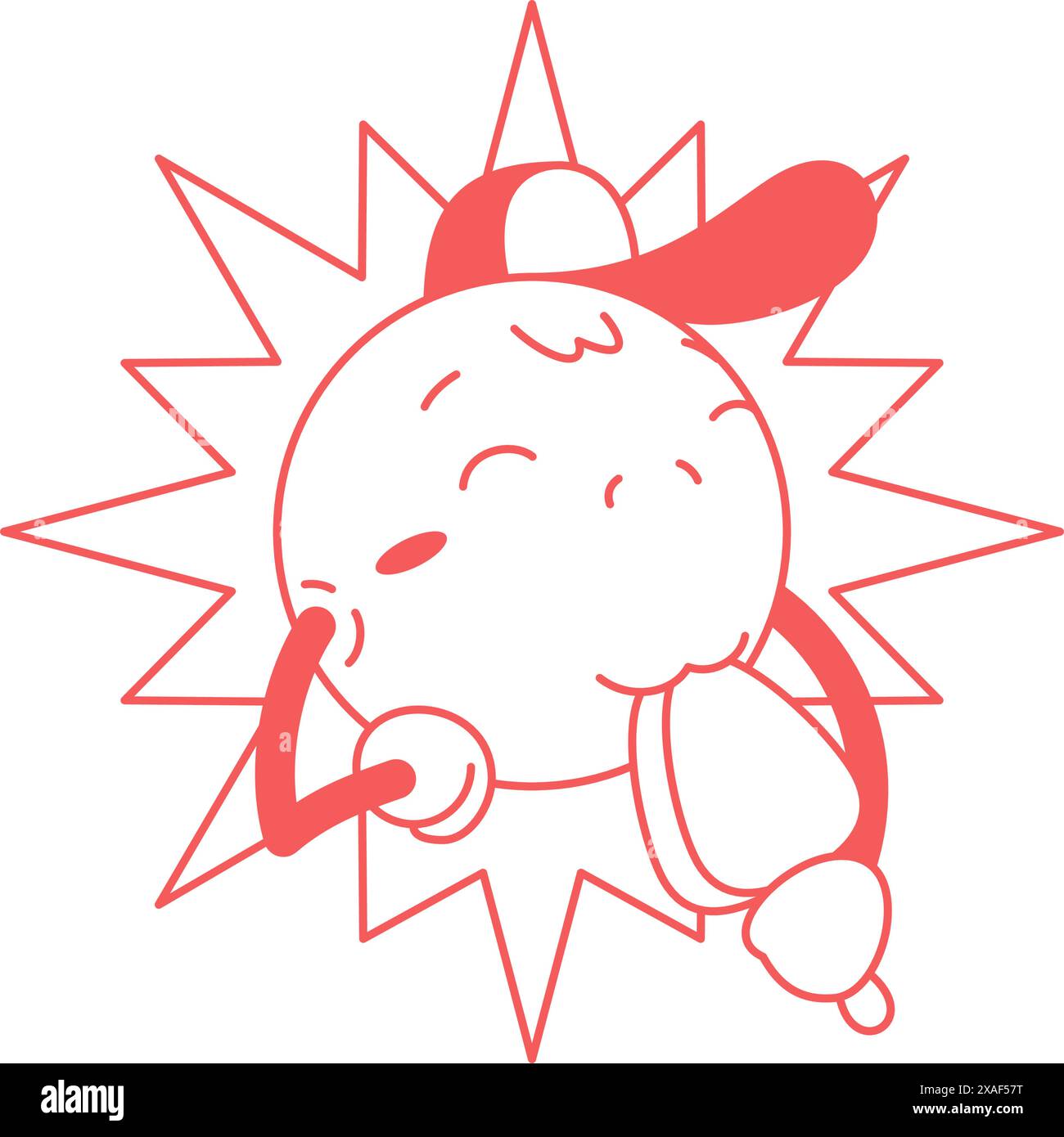 Funny teen sun character eat popsicle ice cream comic mascot retro 30s ...