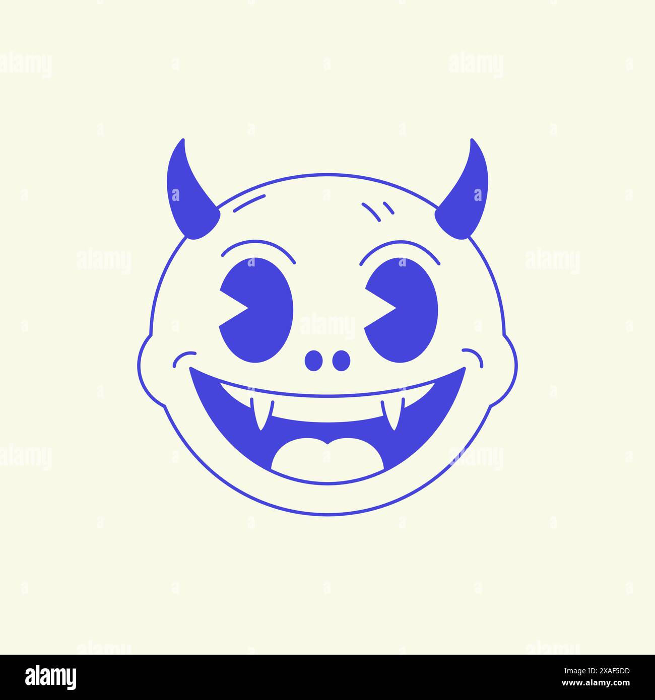 Funny smile baby devil cute monster face cartoon character comic mascot ...