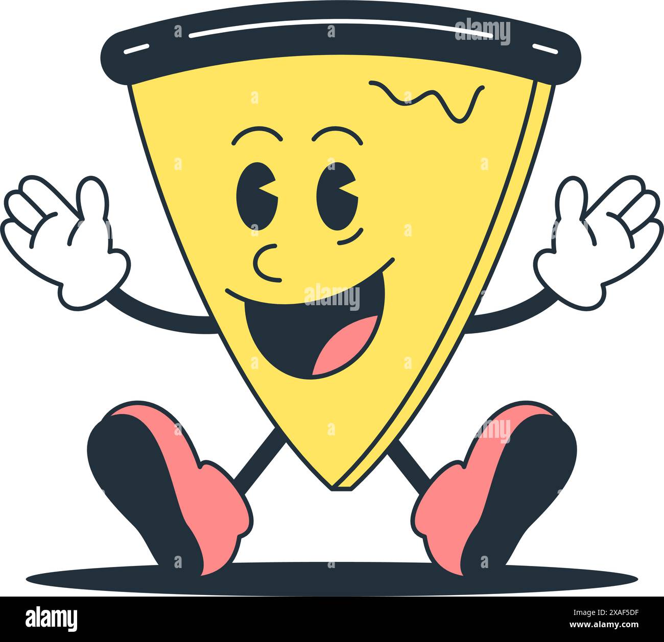 Cute cheese pizza triangle piece funny cartoon character comic mascot ...
