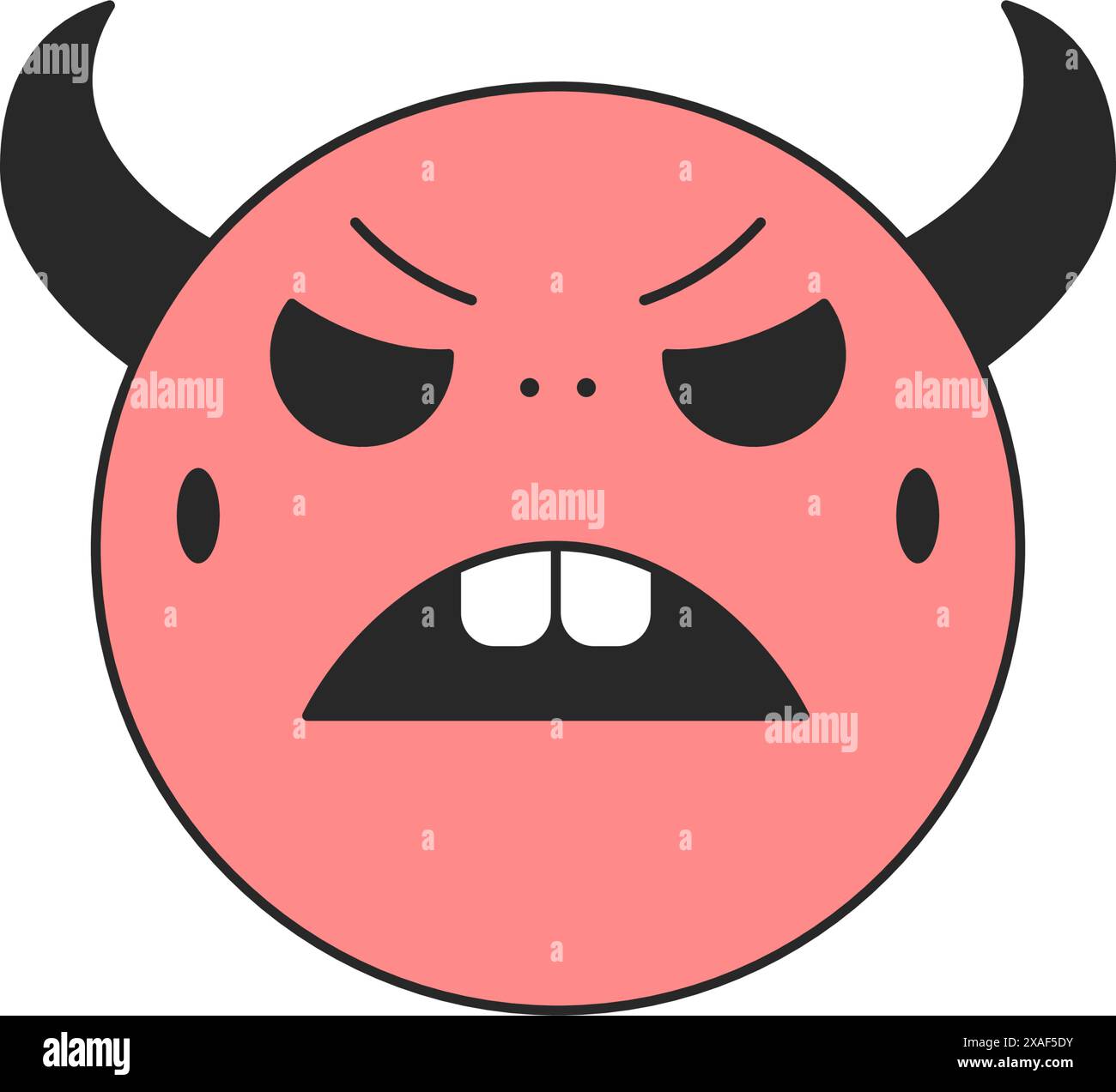 Angry red baby devil horned creature face portrait cartoon character ...