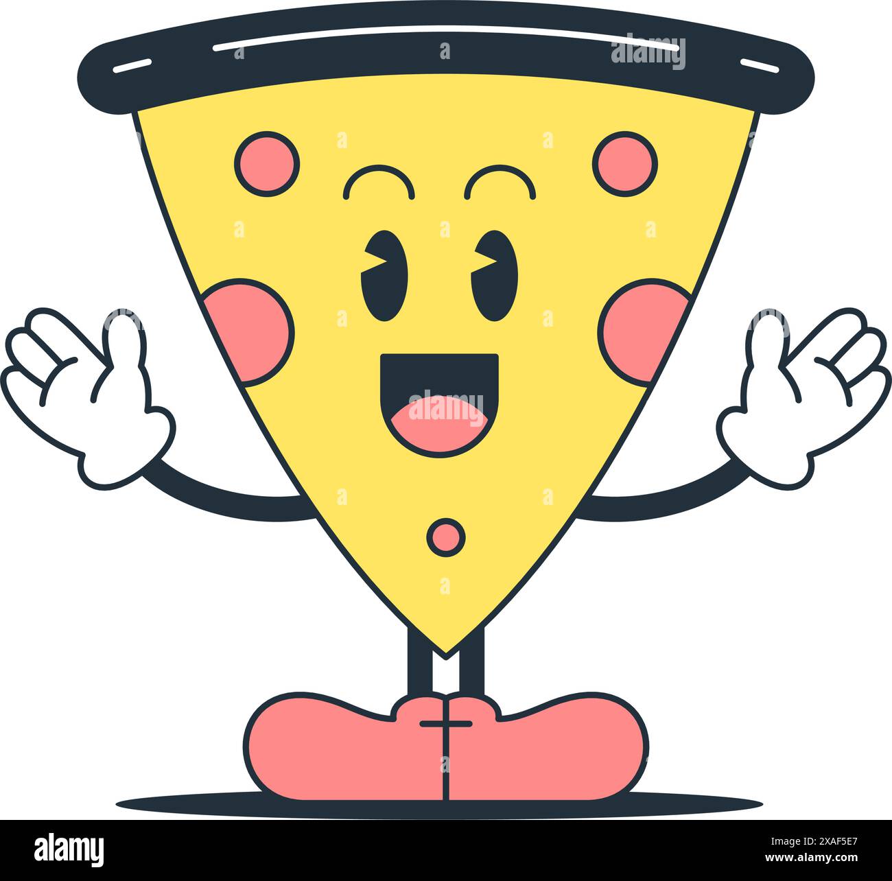 Funny pizza triangle piece astonished face cartoon character comic ...