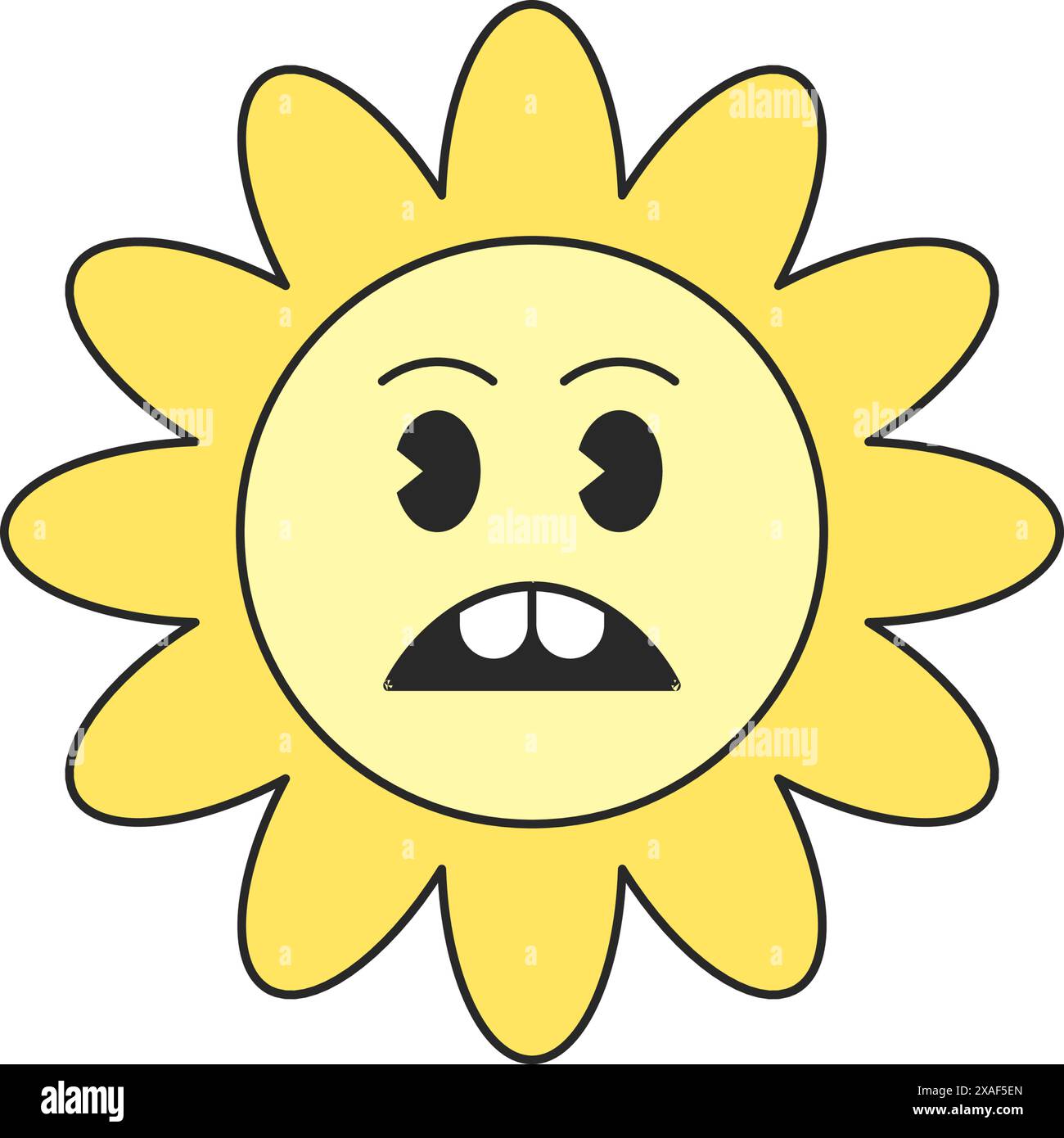 Upset yellow flower face sad emotion cartoon character comic mascot ...
