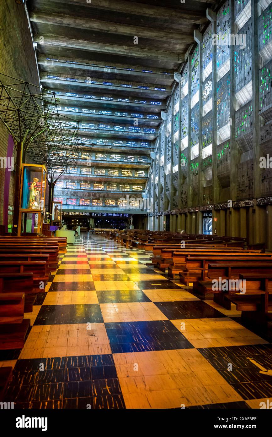 Colourful interior of El Rosario Church, a modernist Catholic church ...