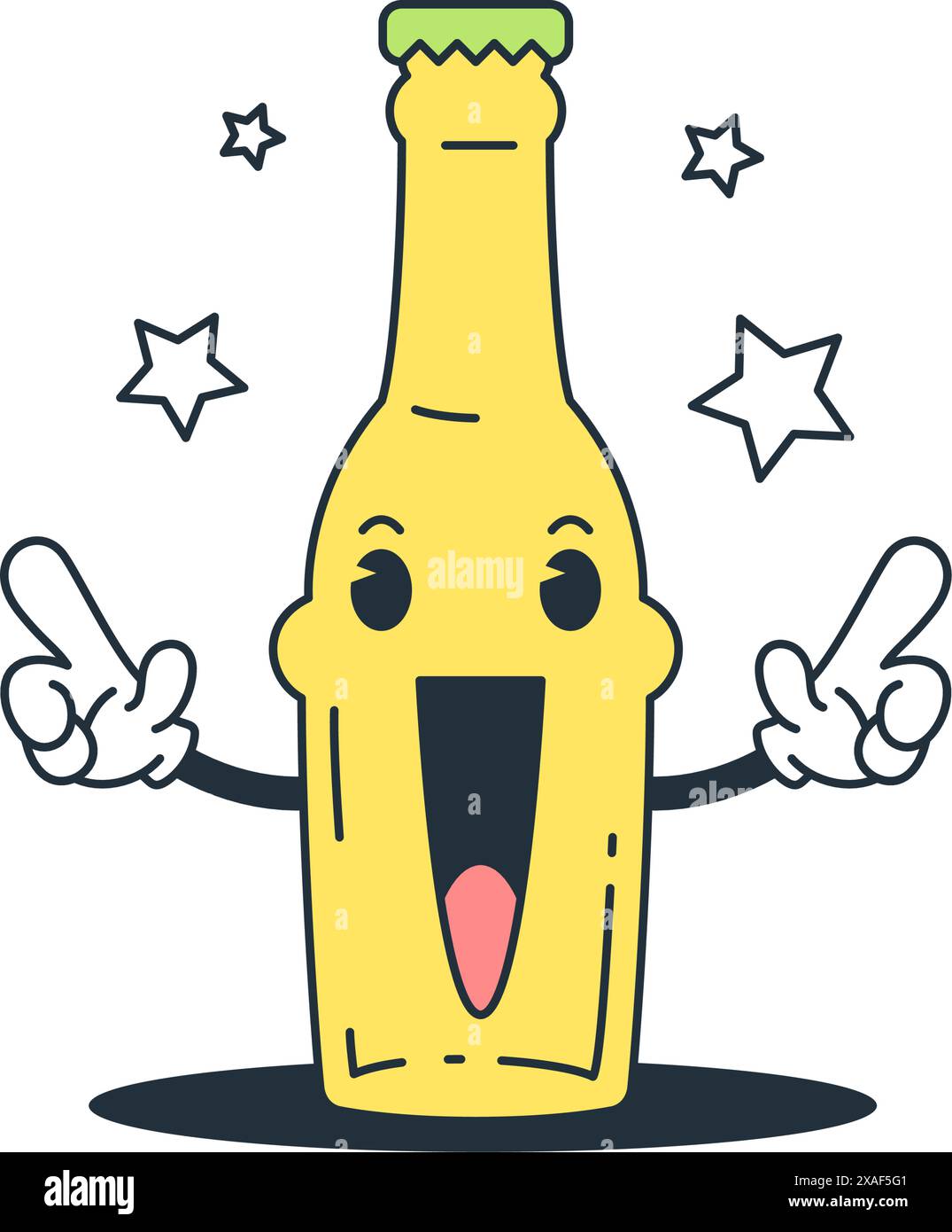 Cheerful party glass bottle drink funny cartoon character dancing with ...