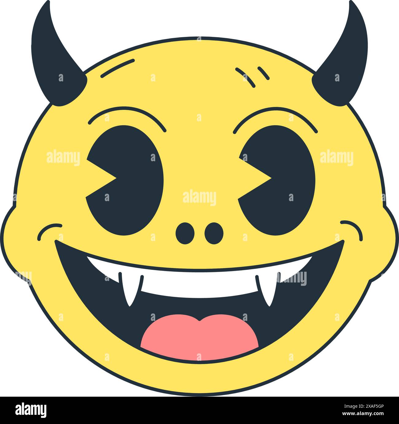 Cute smile baby devil yellow head cheerful spooky monster cartoon ...