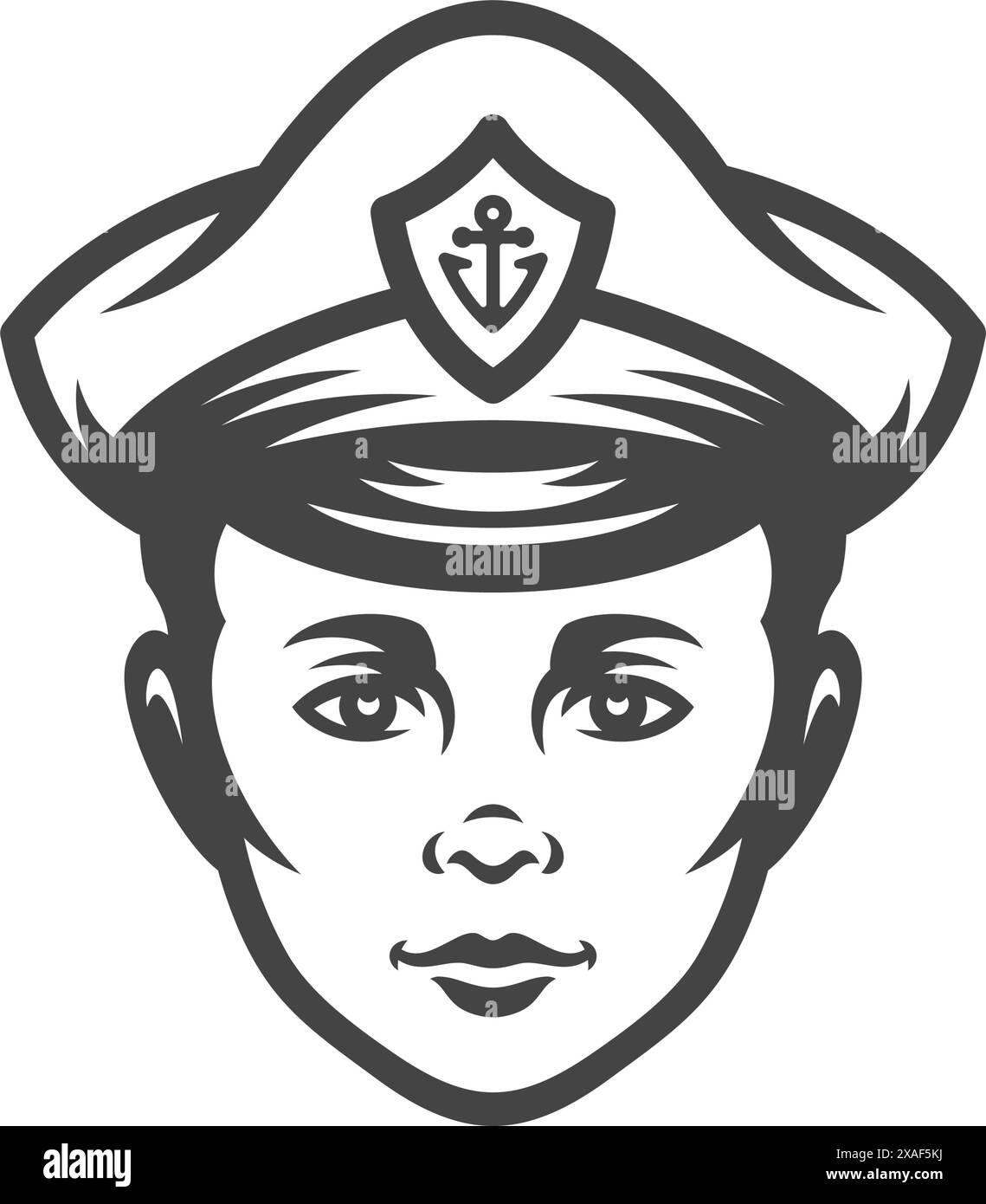 Sailor navy young boy captain face in hat anchor sailing journey sea ...