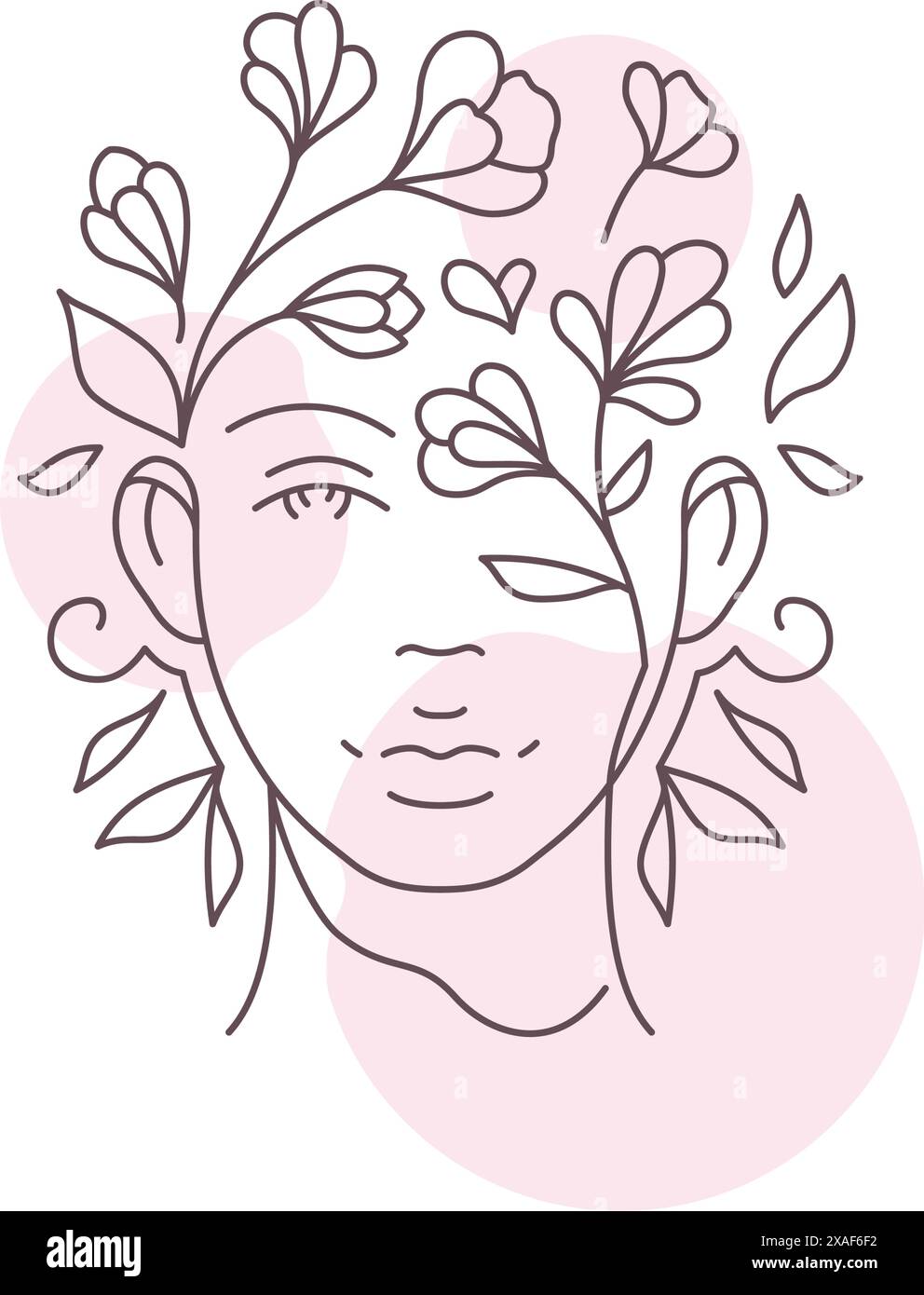 Female portrait natural beauty flower blossom hair pastel color spot ...