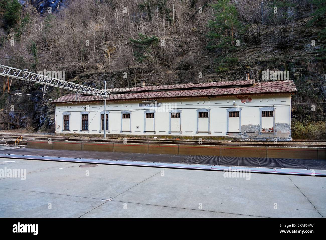 Train station of Iselle di Trasquera of the car shuttle train of the ...
