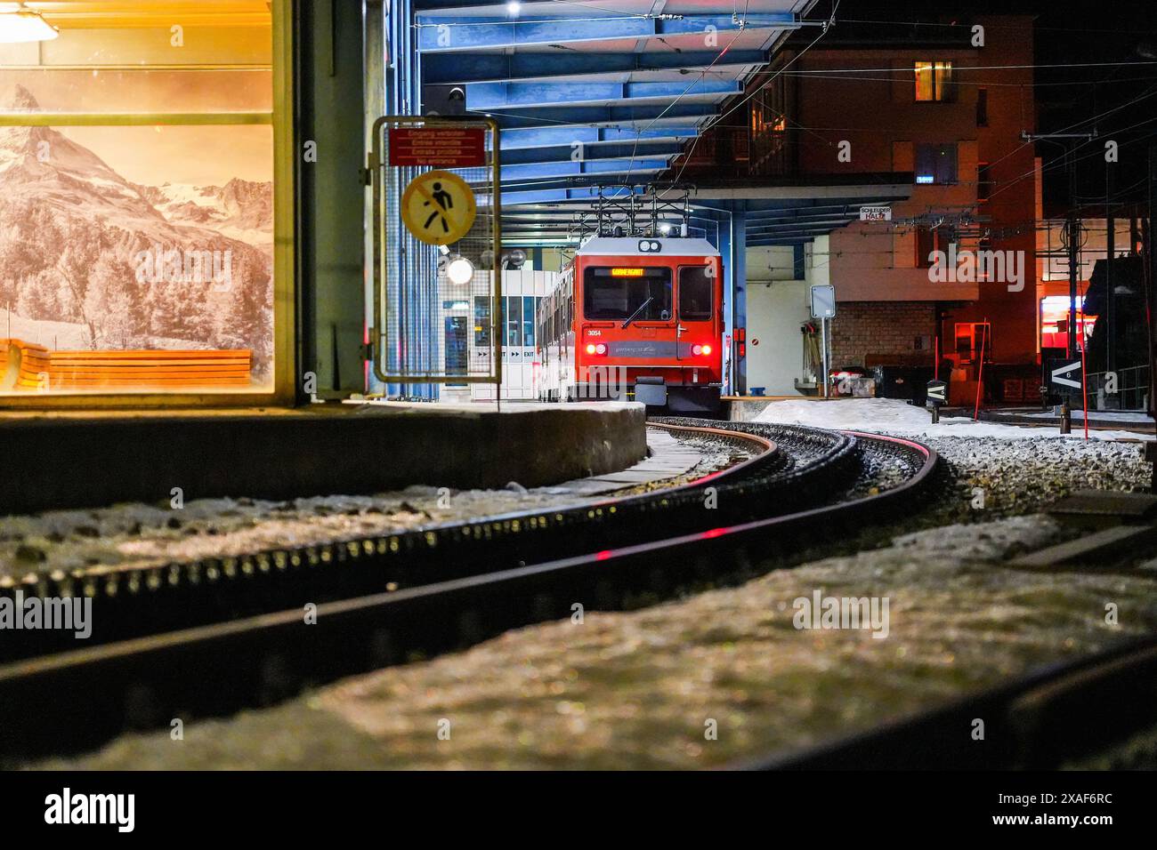 Cogwheel railroad equipped with a rack rail using the Abt system with 2 solid bars with offset ...