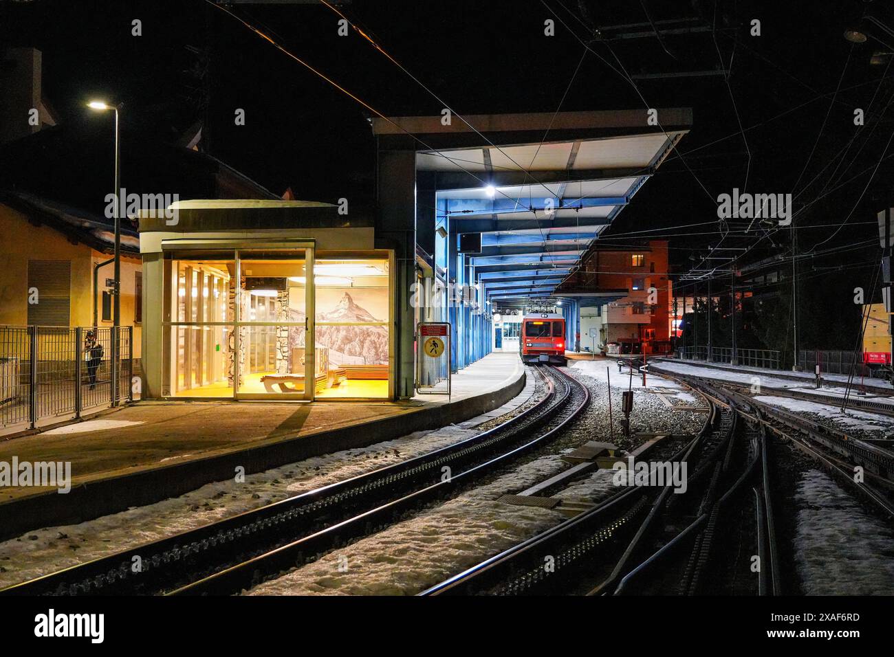 Cogwheel railroad equipped with a rack rail using the Abt system with 2 ...