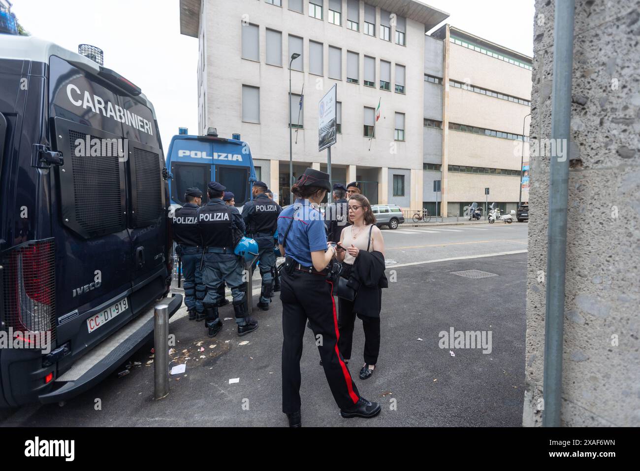 Milano, Italia. 06th June, 2024. Contro lli prima del Presidio ...