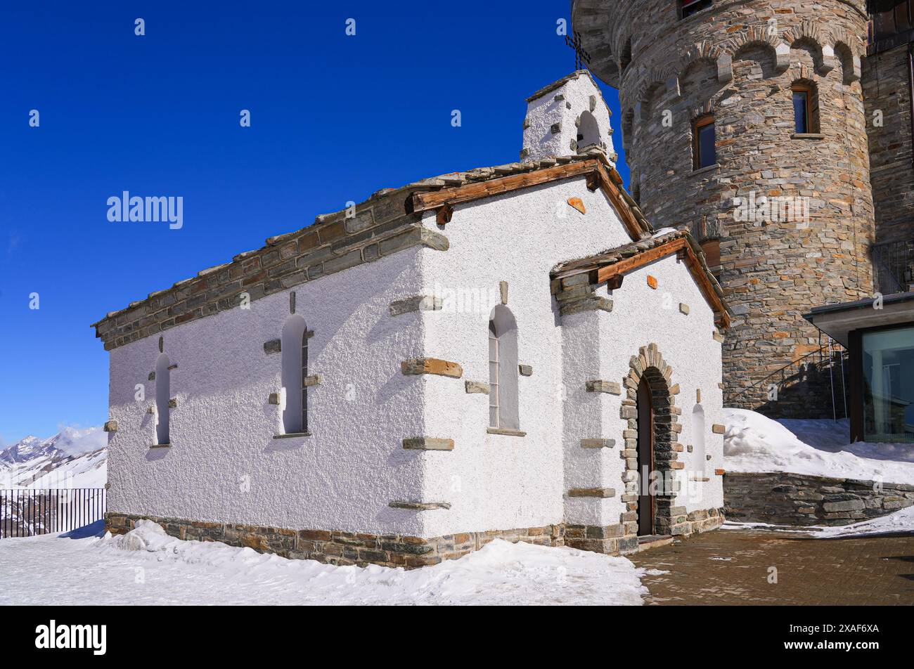 Gornergrat Chapel "Bernhard von Aosta" next to the Kulmhotel, one of ...