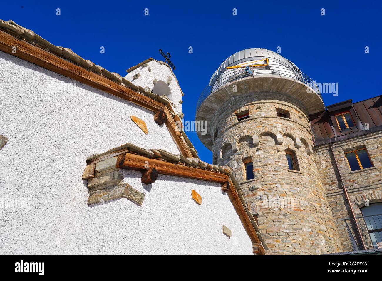 Gornergrat Chapel "Bernhard von Aosta" next to the Kulmhotel, one of ...