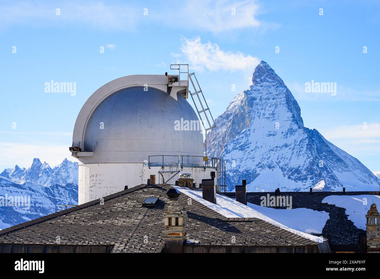 Cupola of the Gornergrat Observatory built on top of the Kulmhotel in ...