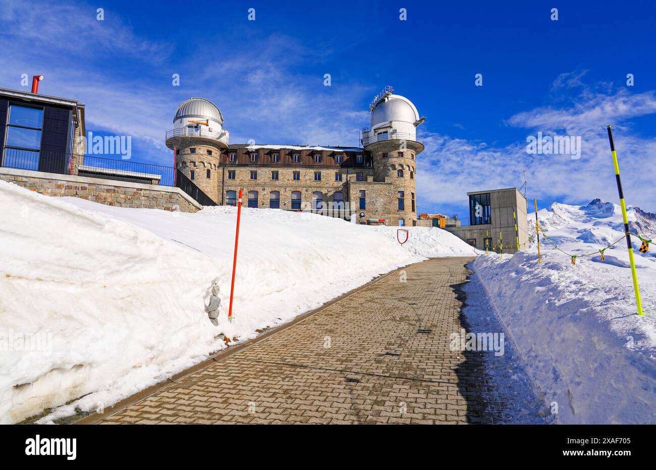 Pathway leading up to the Gornergrat Observatory housed in the building ...