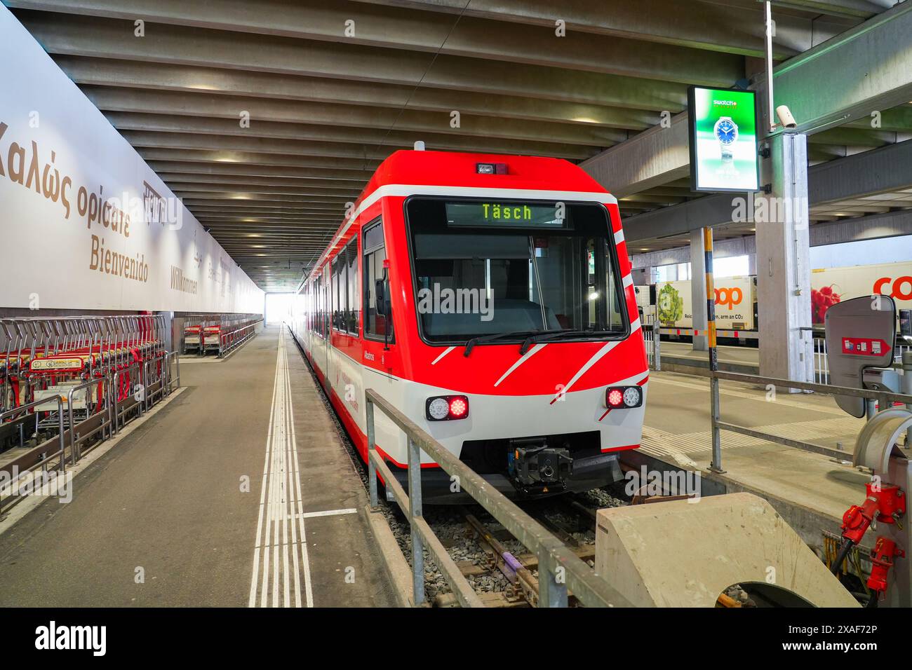 Locomotive of the Zermatt Shuttle of the Matterhorn Gotthard Bahn (MGB ...