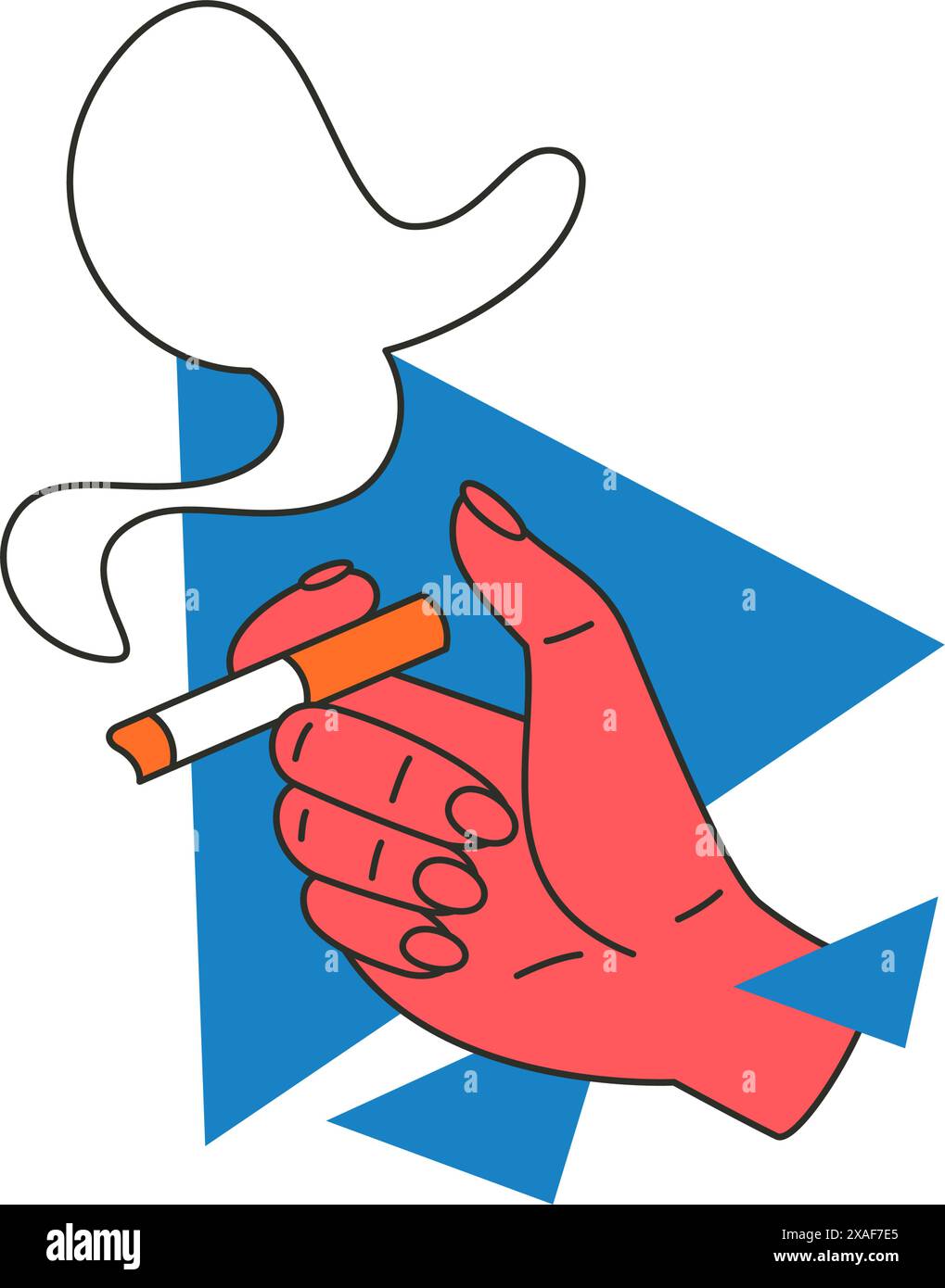 Woman hand smoking holding cigarette with smoke concept of addiction ...