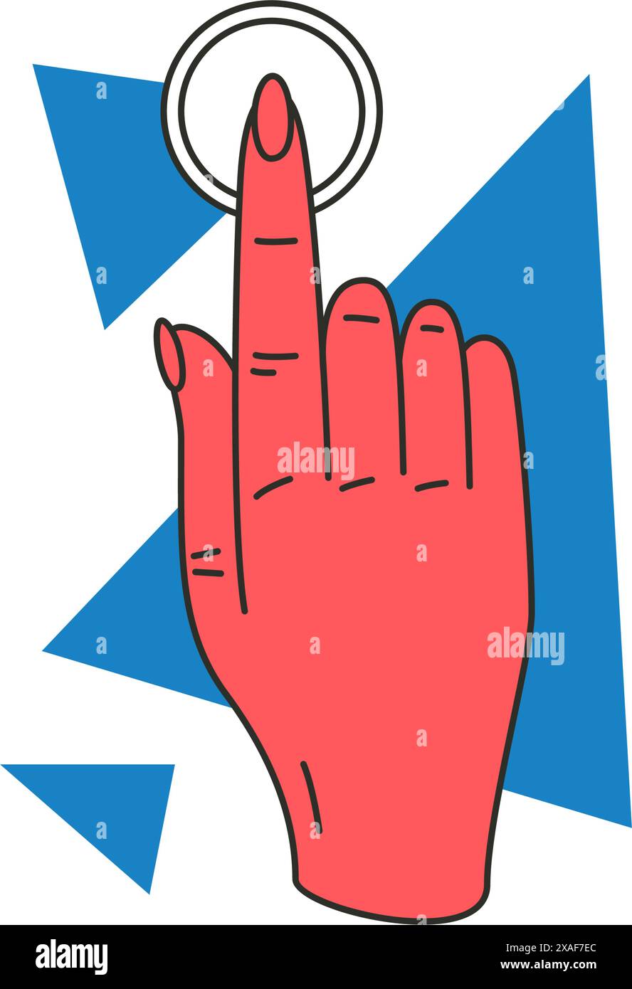 Woman hand finger push circle button pointing choice click concept ...