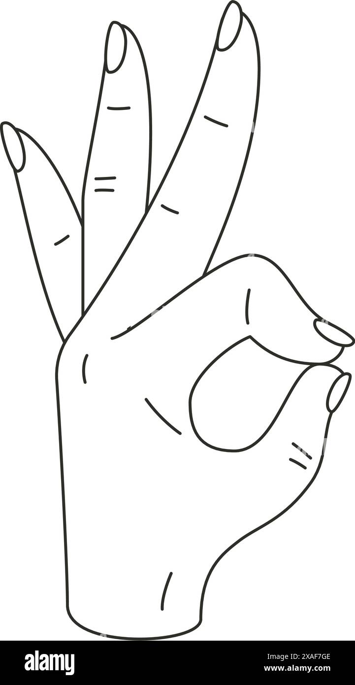 Woman hand gesturing ok okay agree accept all right minimalist line art ...