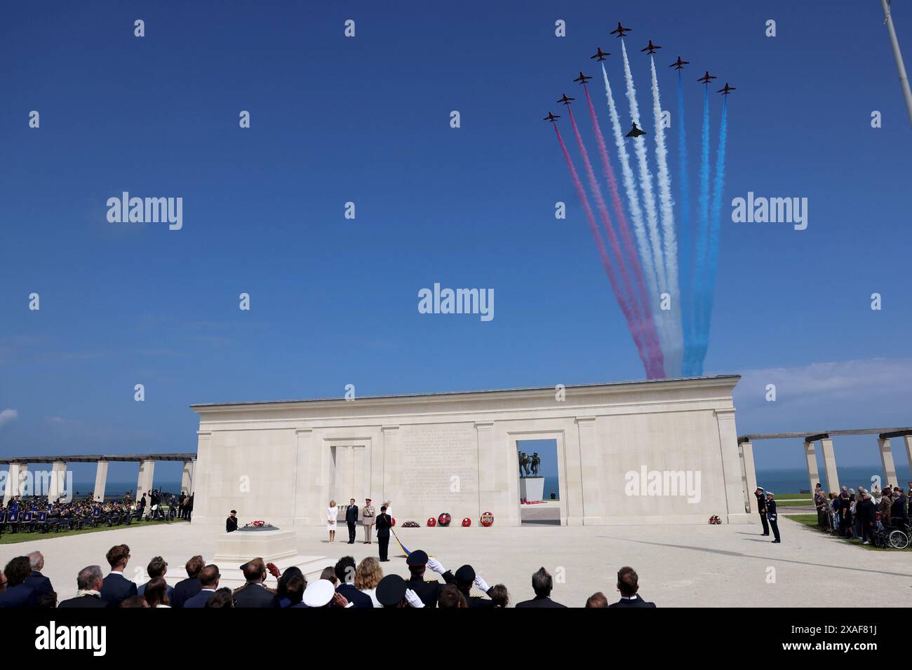 Military aircraft flypast during the the UK Ministry of Defence and the ...