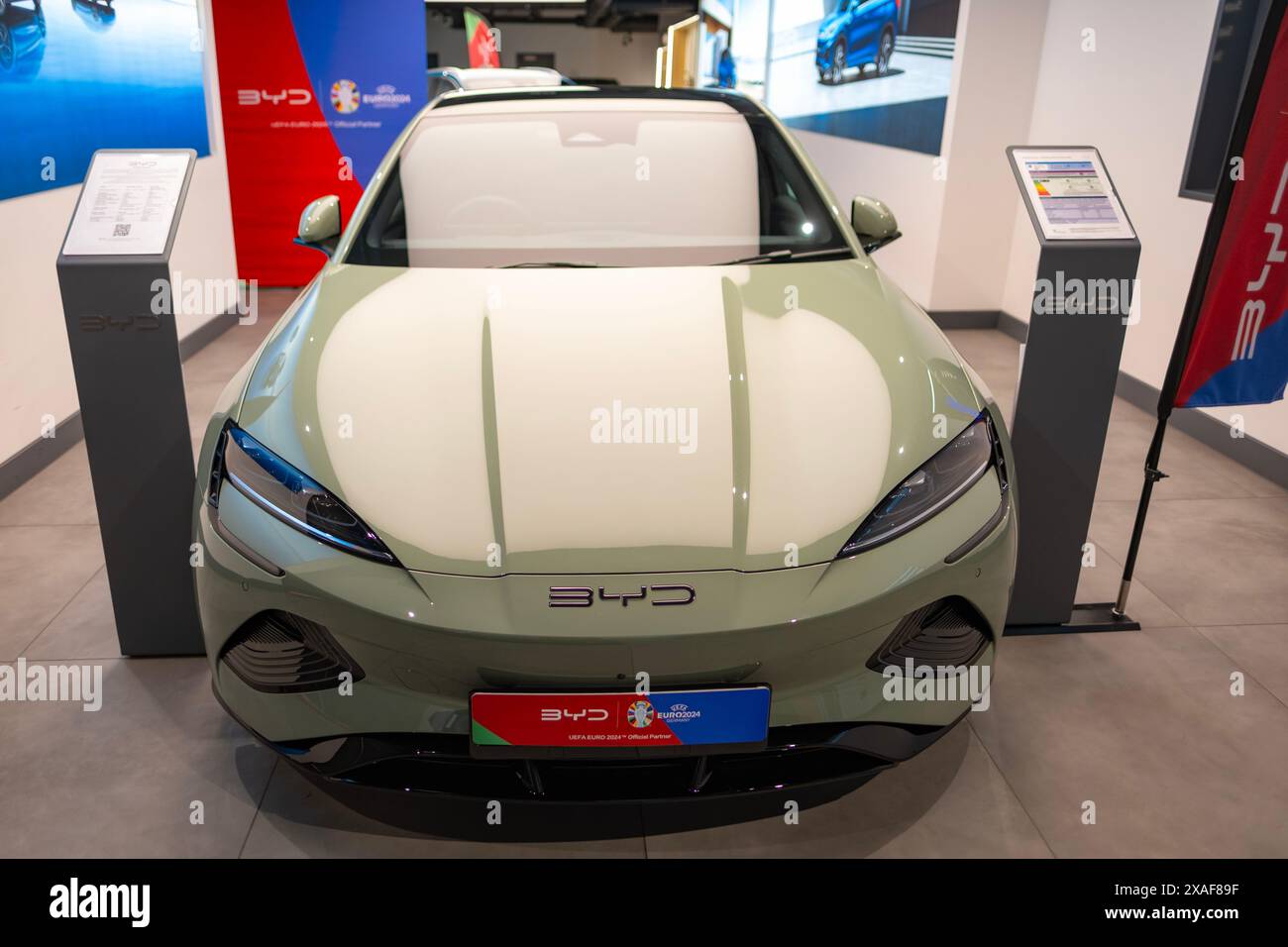 new Sage Green BYD Seal Electric Car front view, SUV Chinese ...