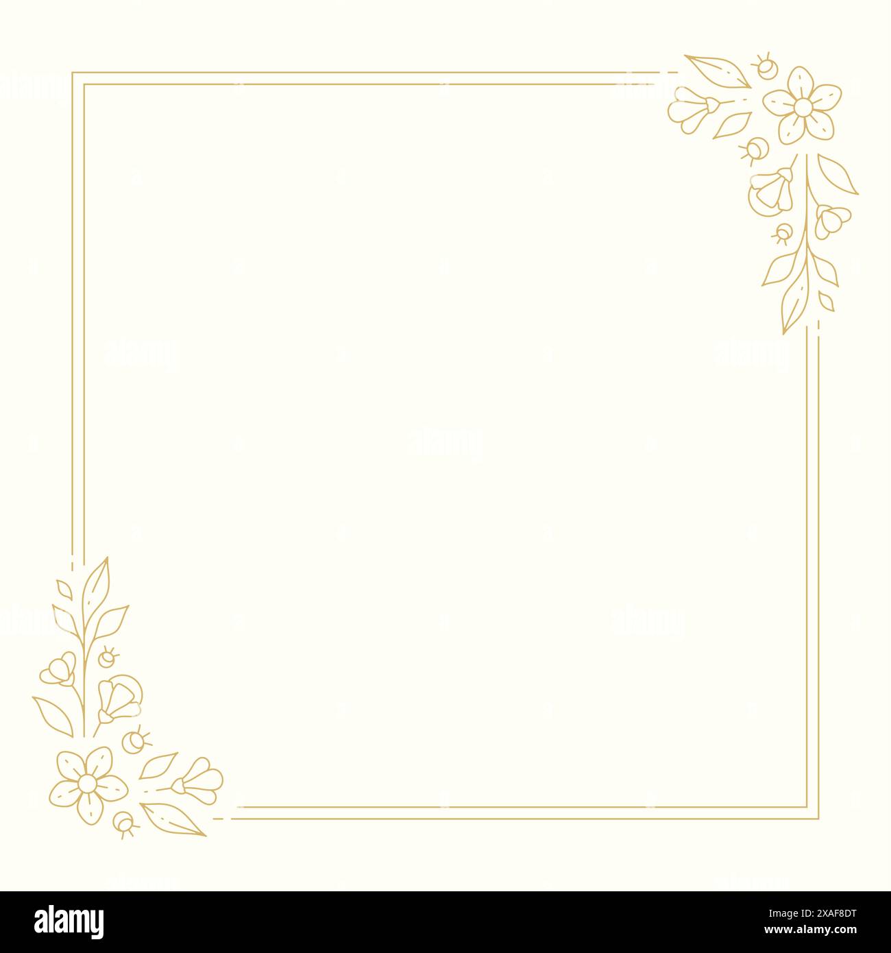 Floral botanical frame bud blossom elegant luxury golden border design ...