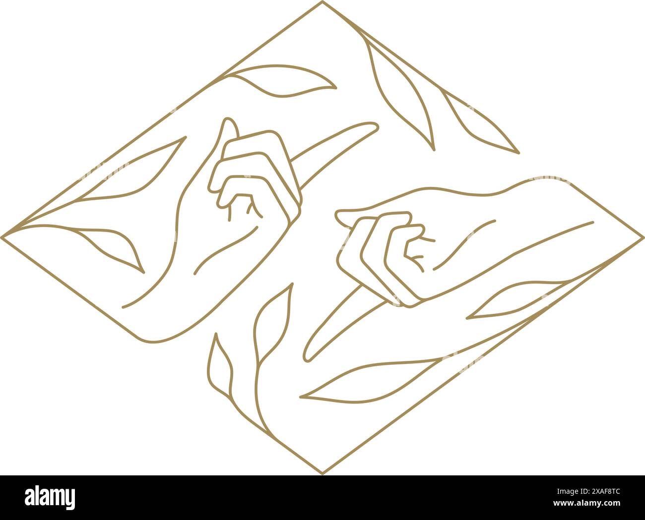 Human hand pointing forefingers natural branches botanical leaves ...