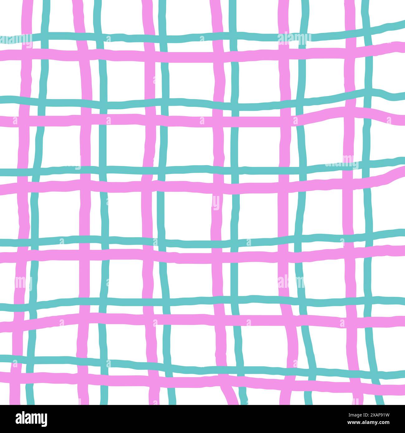 Vector hand drawn cute checkered pattern. Doodle Plaid geometrical ...