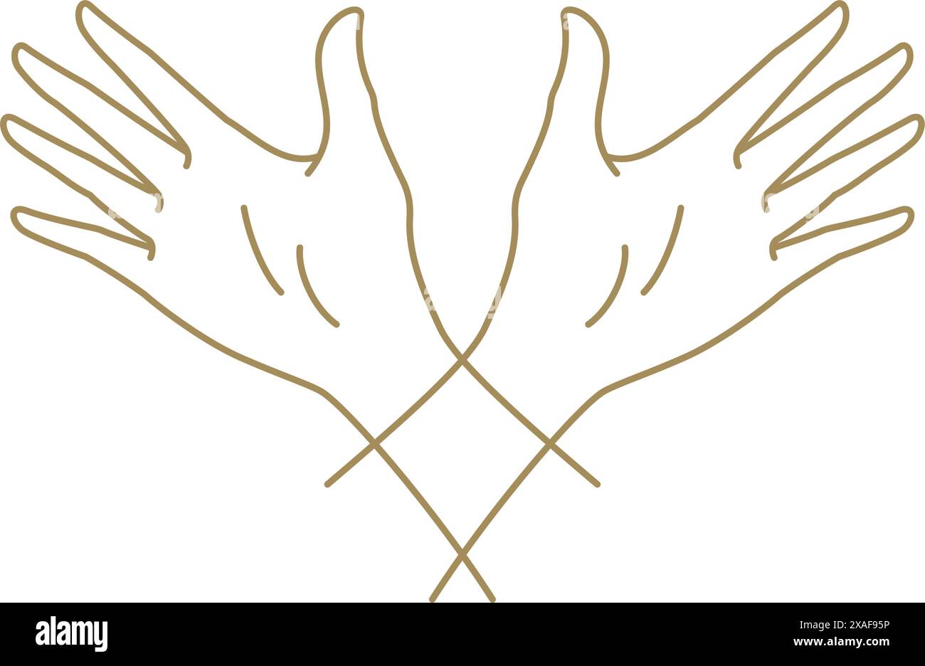 Minimalist simple crossed human hands with elegant fingers and palms ...