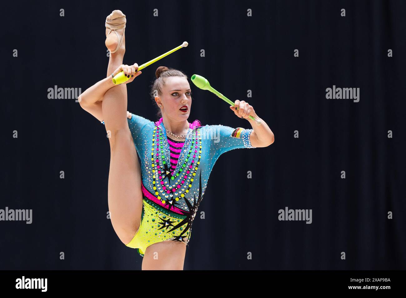 06 June 2024, Hesse, Frankfurt/M.: Gymnastics, rhythmic gymnastics ...