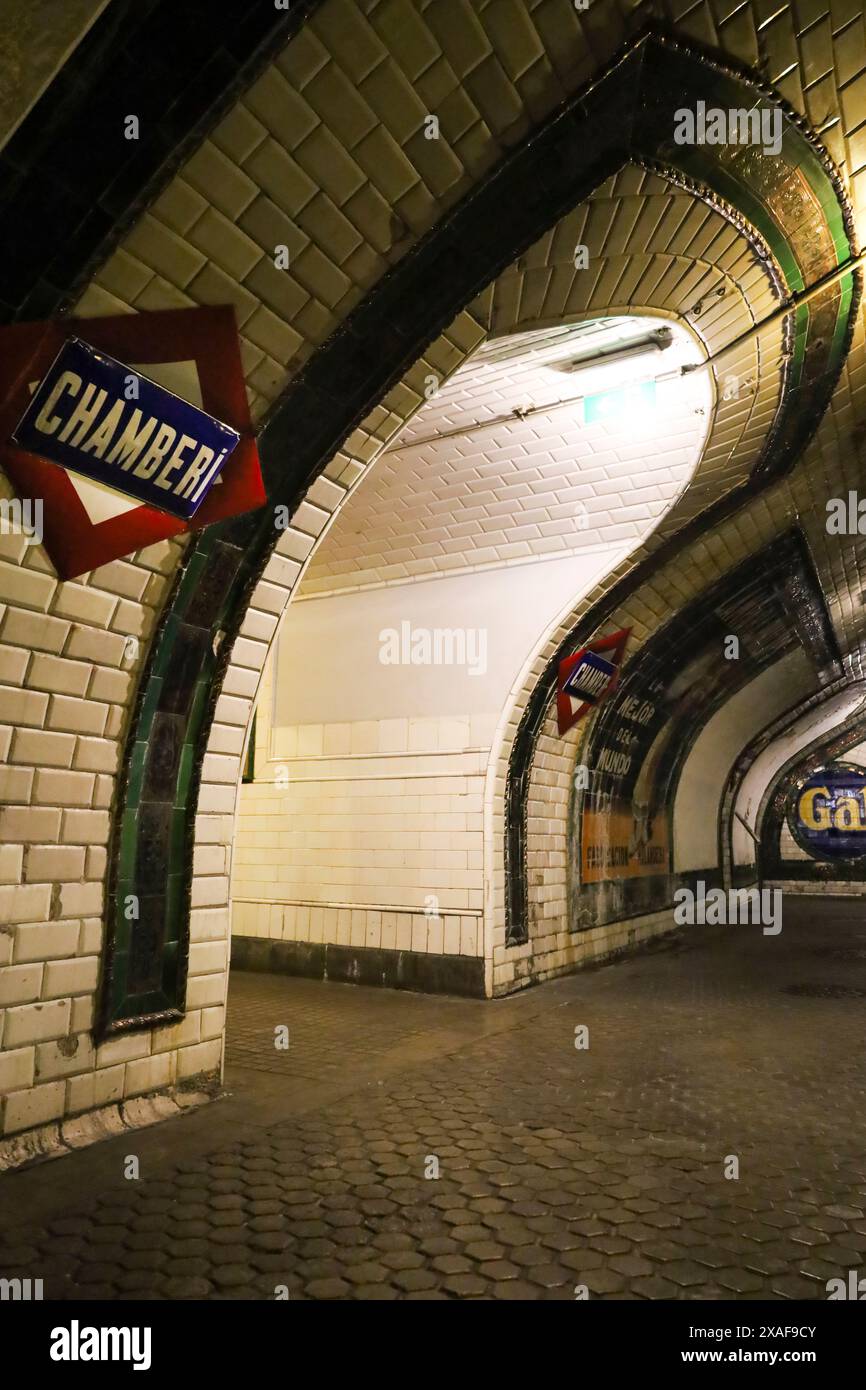 Madrid, Spain- April 8, 2023: Chamberi Ghost Station, the first opened ...