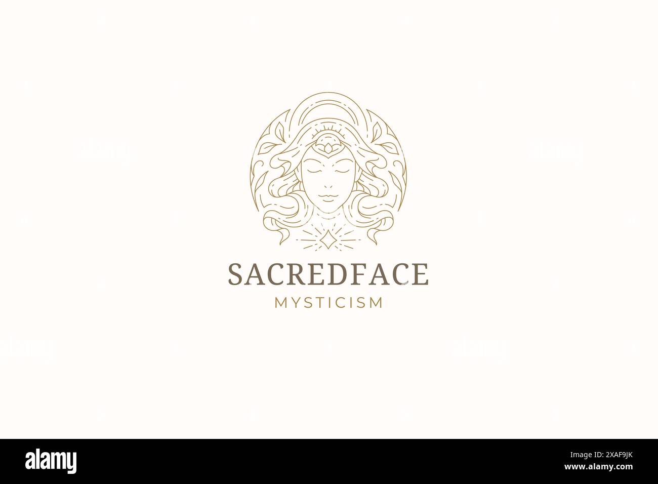Dream spiritual woman portrait sacred fantasy lady face line art logo ...