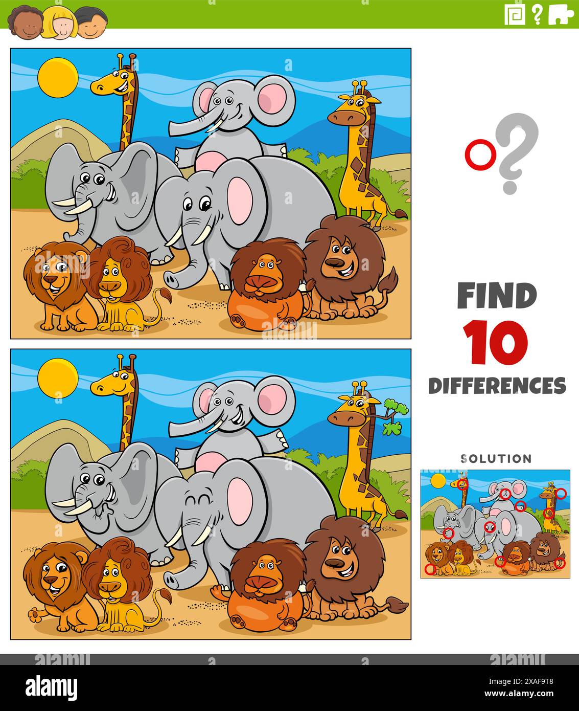 Cartoon illustration of finding the differences between pictures ...