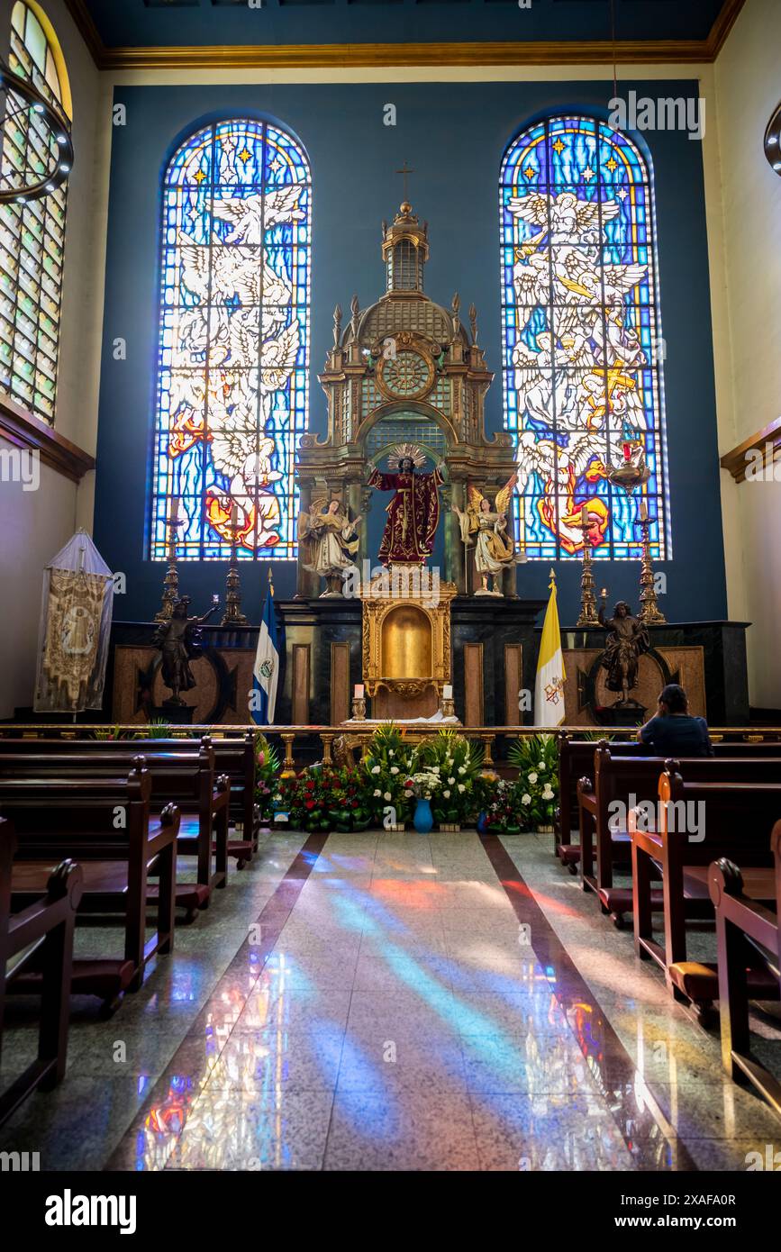 Sida altar with stained-glass windows, Metropolitan Cathedral of the ...