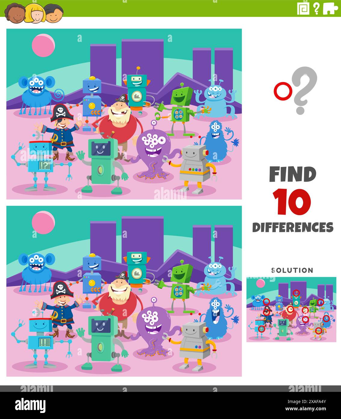 Cartoon illustration of finding the differences between pictures ...