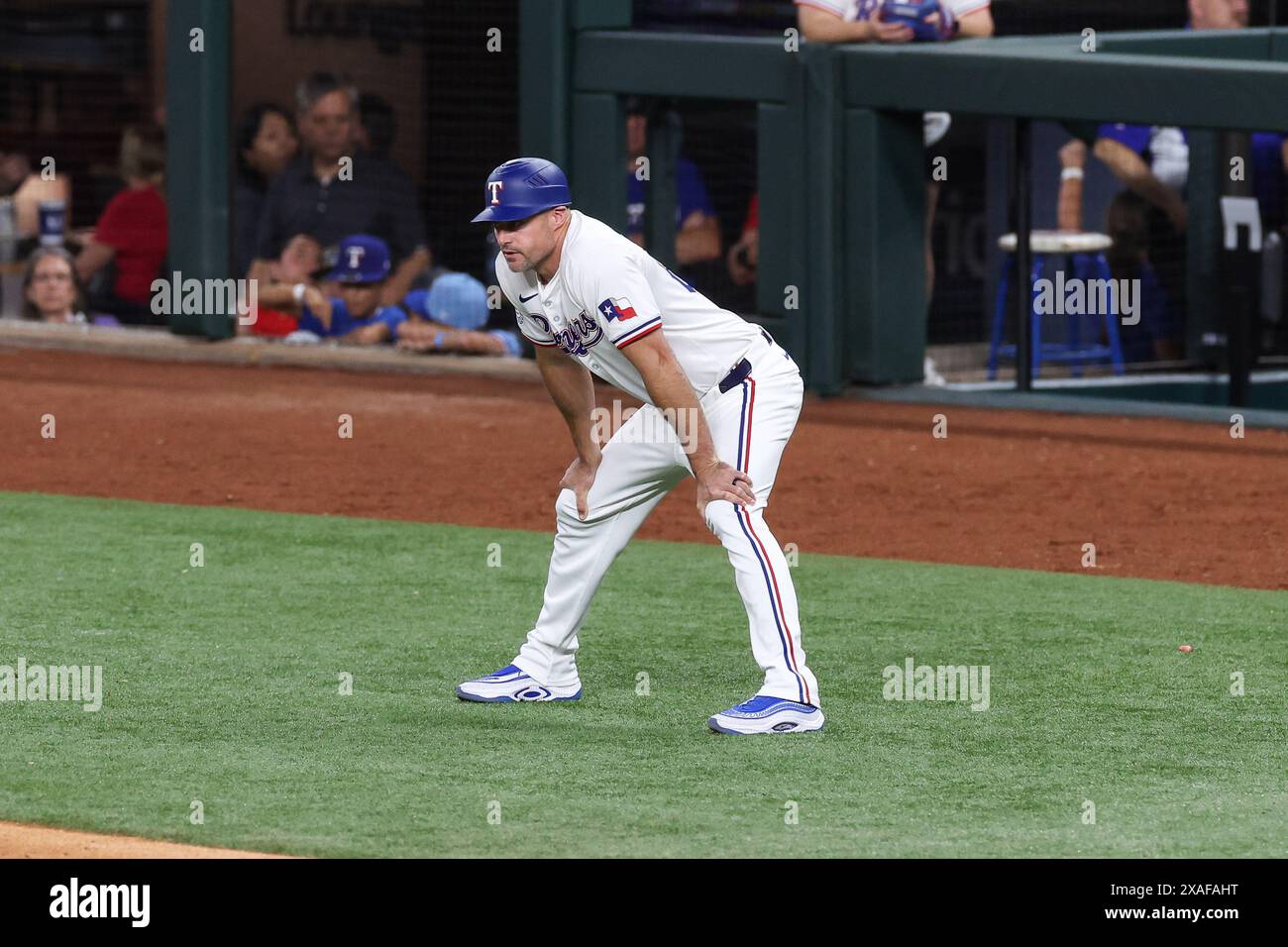 Arlington, Texas, USA. 05th June, 2024. Texas Rangers first base coach ...