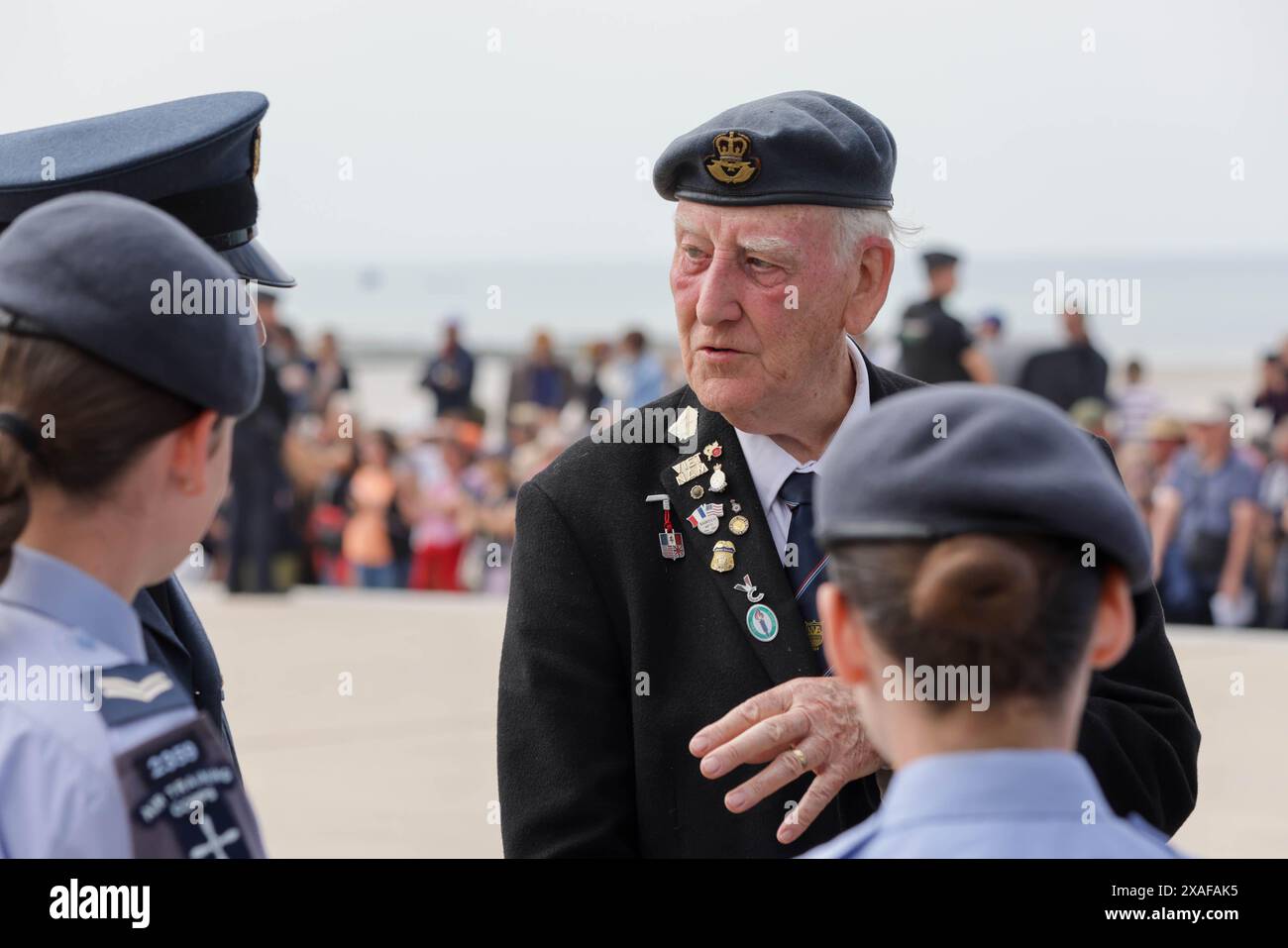 Arromanches-Les Baine. D-Day Veteran Wing Commander Terry Burton meets ...