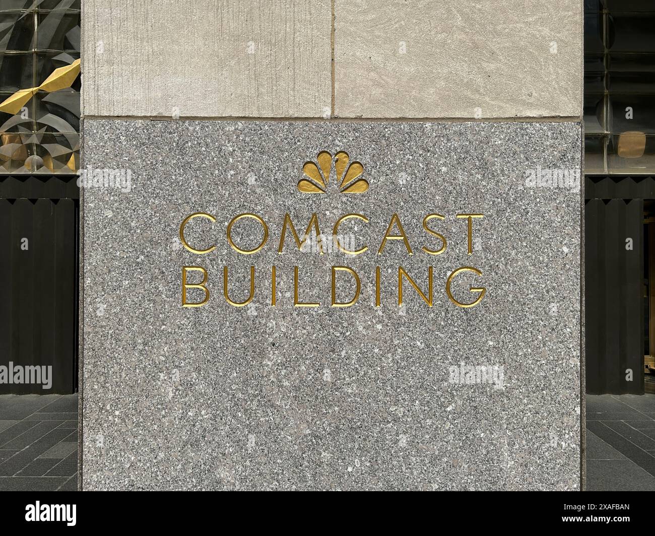 Comcast Building with NBC peacock logo etched in granite on building ...