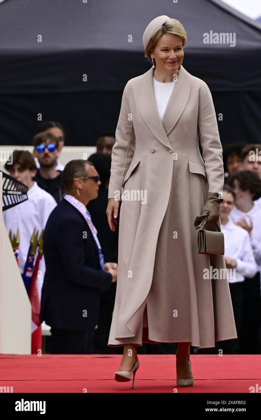 Saint Laurent Sur Mer, France. 06th June, 2024. Queen Mathilde of ...