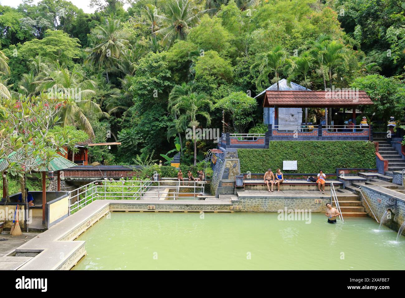 Banjar, Bali in Indonesia - February 05 2024: people enjoy the Thermal ...
