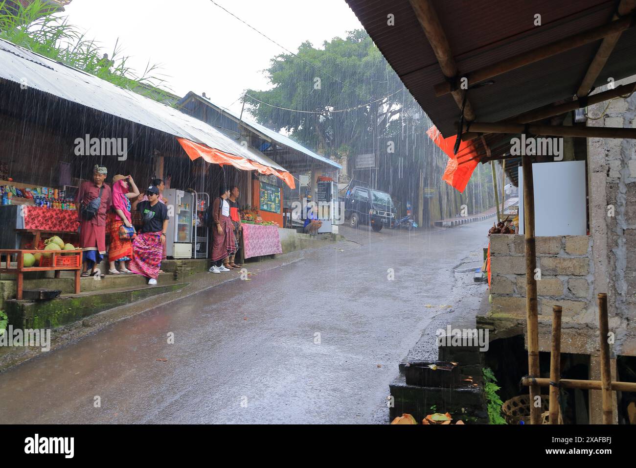 Bali in Indonesia - February 05 2024: heavy rain during the rainy ...