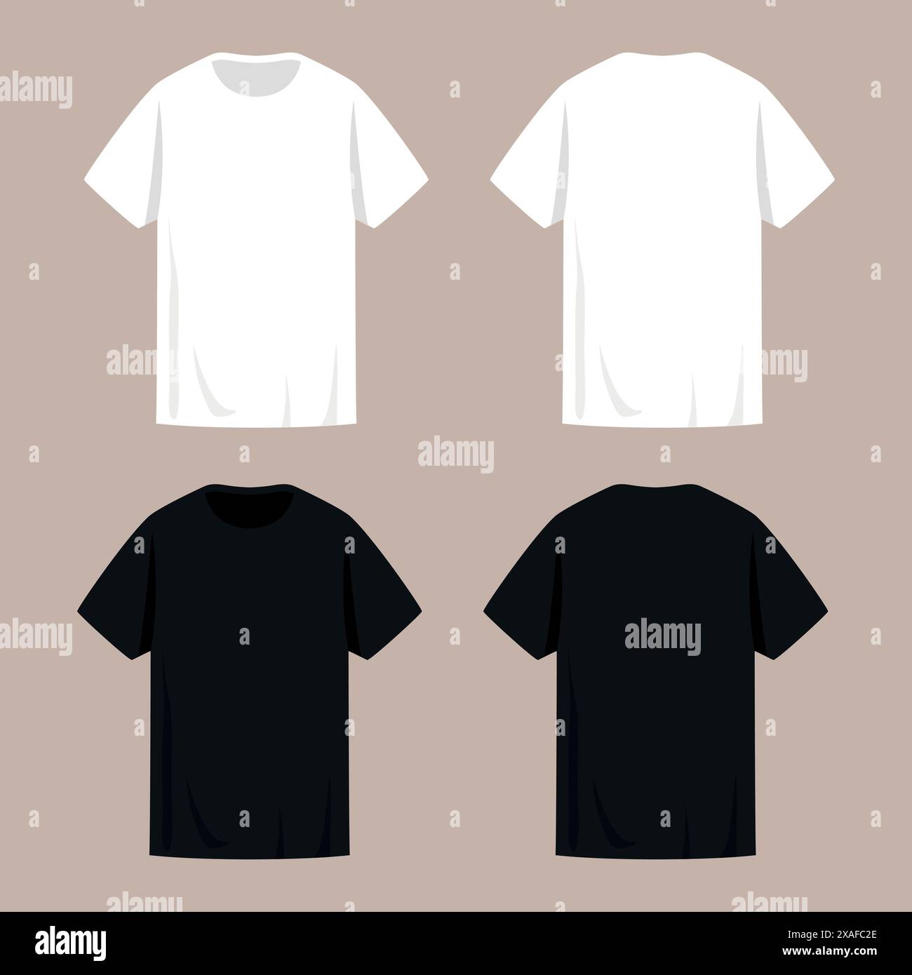 Blank black and white t shirts with short sleeves templates. Front and ...
