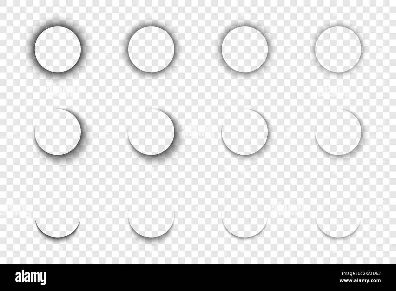 Realistic round shadow with soft edges. Gray round shadows isolated on transparent background ...