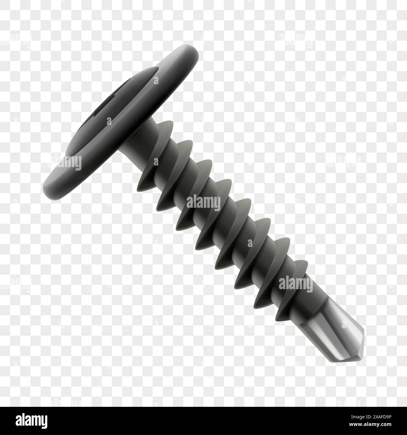 Metal self-tapping screw isolated on transparent background. Realistic ...