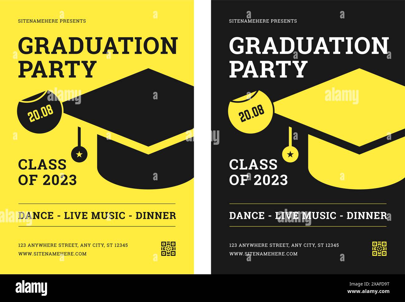 Graduation party festive event celebrate degree award ceremony poster ...
